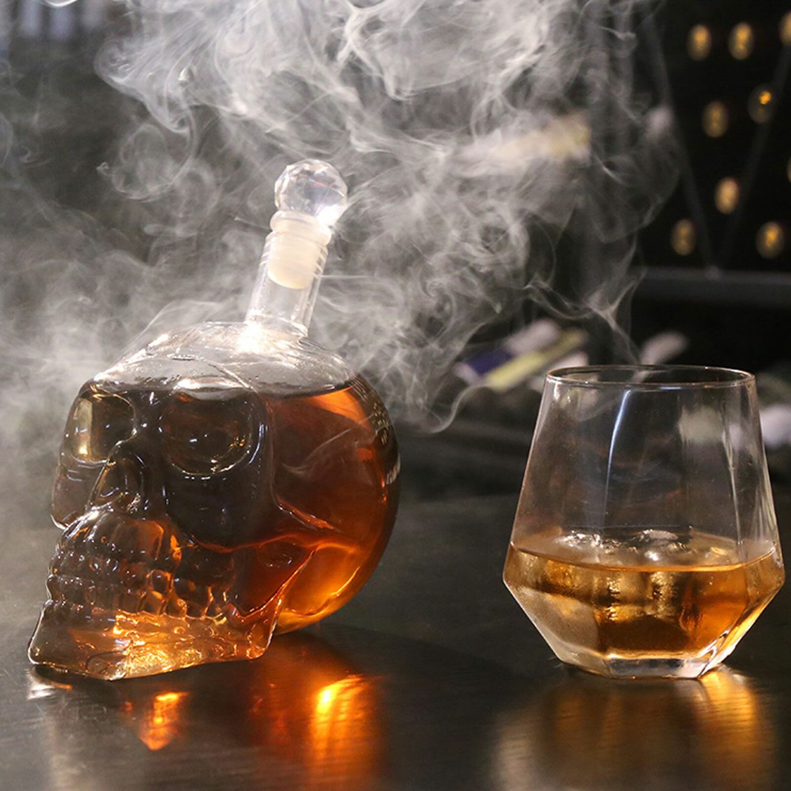 Стеклянная бутылка вина в форме черепа, прозрачный контейнер для бутылки виски для бара, товары для КТВ, 350 мл