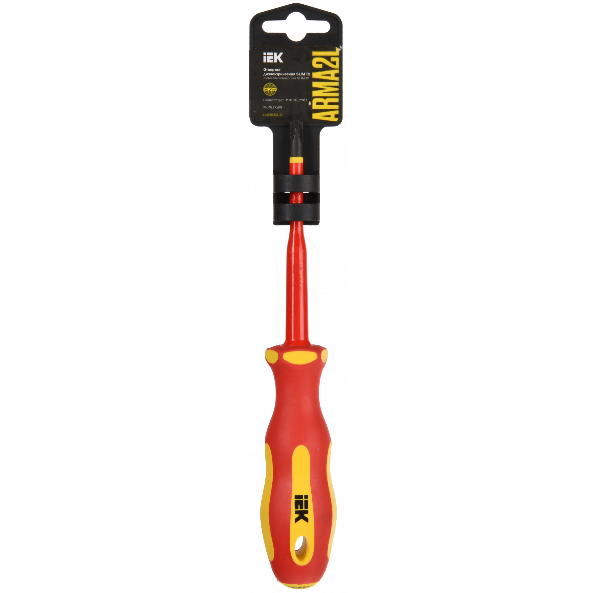 ARMA2L 5 Отвертка диэлектрическая SLIM PH/SL2х100 Т2, IEK A2L5-SC31-T2-HS-20-100 (1 шт.)