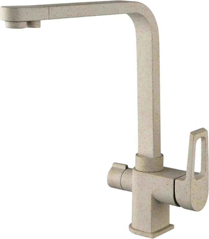 Смеситель для кухни Zorg Clean Water ZR 334 YF кварц с краном для питьевой воды, с поворотным изливом, бежевый, матовый, однорычажный, латунный, с керамическим картриджем