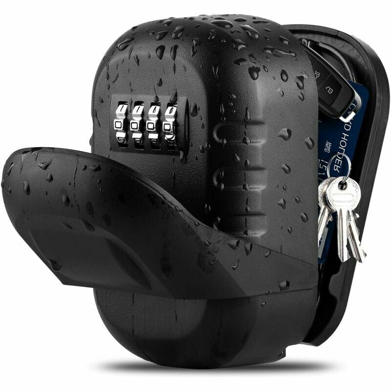 Защищенный сейф для ключей, большой настенный сейф для ключей для использования внутри и снаружи помещений, сейф для ключей с 4-значным цифровым кодом (черный)