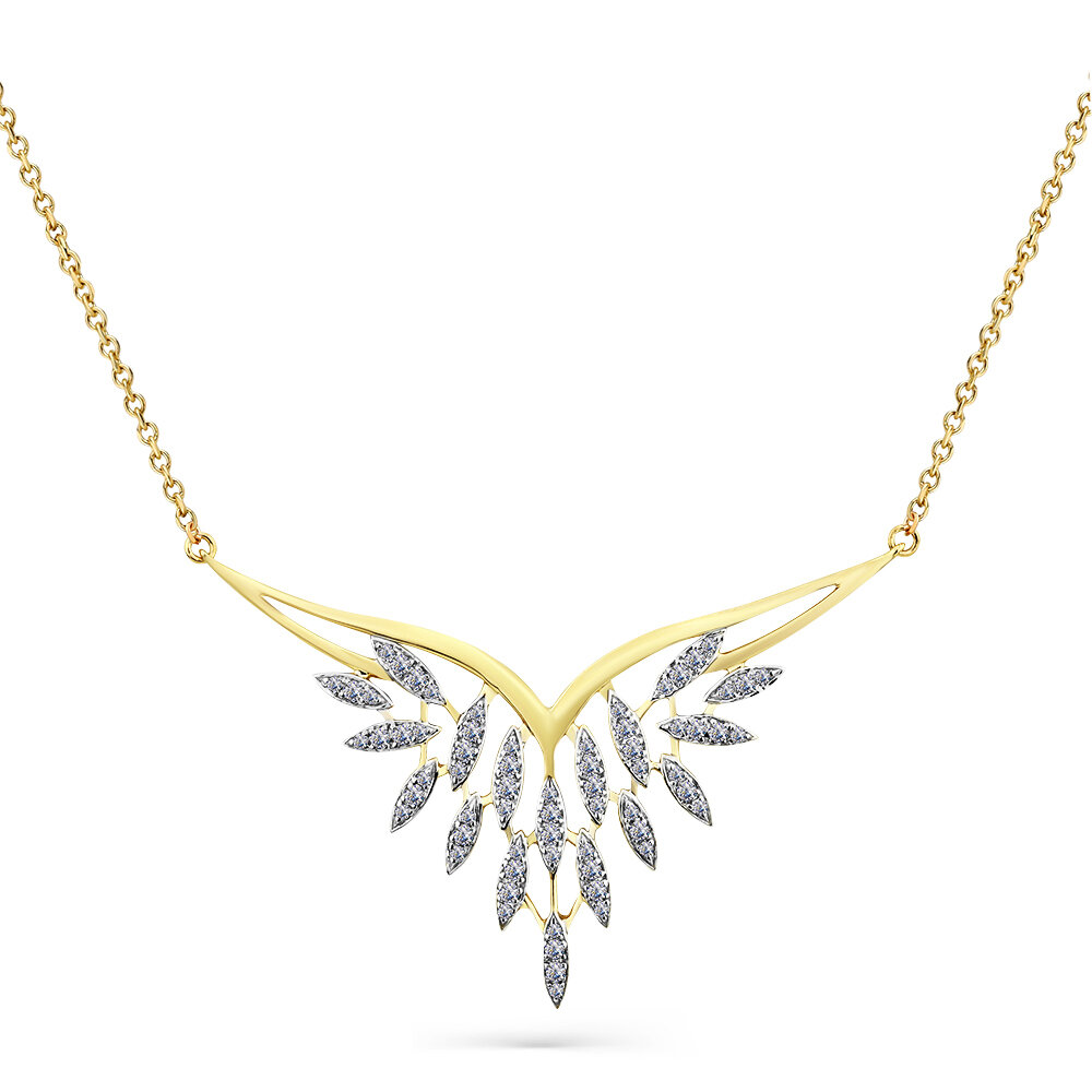 Колье, желтое золото, 585 проба, бриллиант