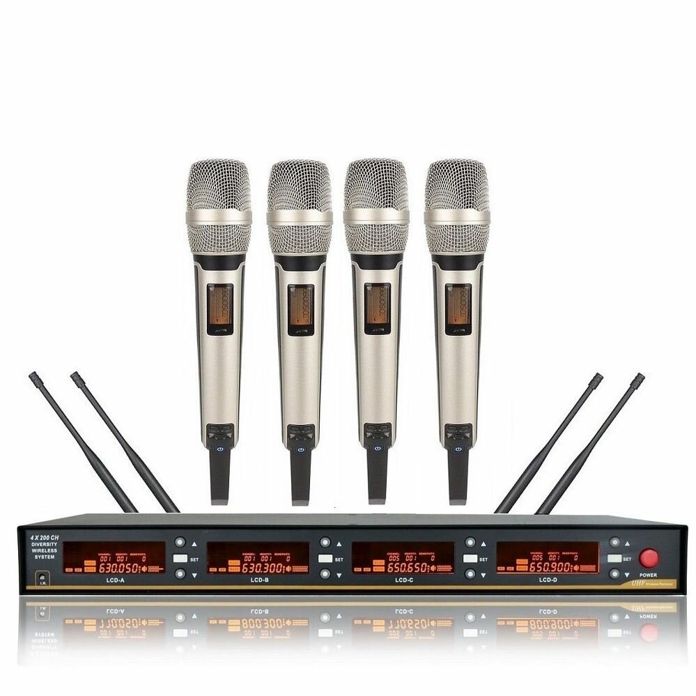 4-канальная микрофон караоке беспроводной с 4 SKM 9000 ручной микрофон