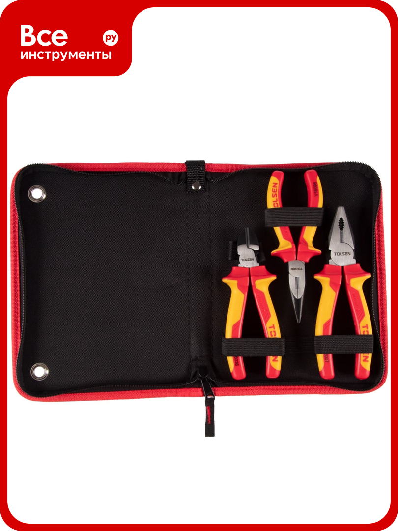 Набор диэлектрических инструментов TOLSEN V83103, 3 предмета с двухкомпонентными рукоятками, для электромонтажа и