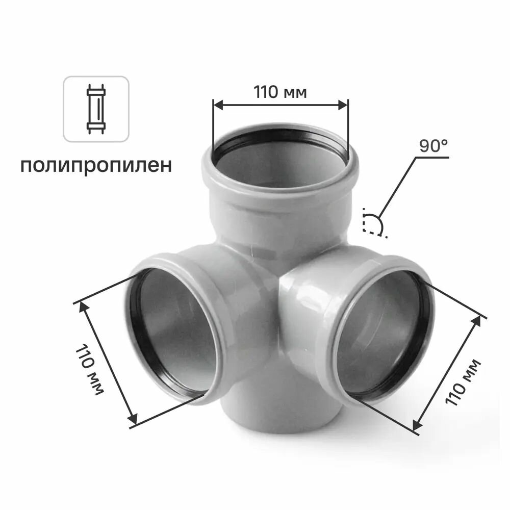 Крестовина двухплоскостная ?110x110x110 мм 90