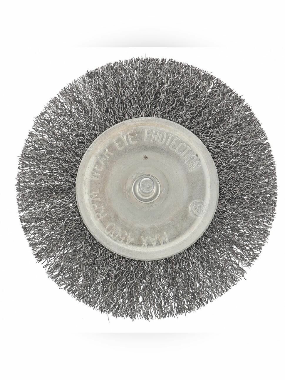 Щетка для дрели 100 мм, плоская со шпилькой, витая проволока Сибртех 744507