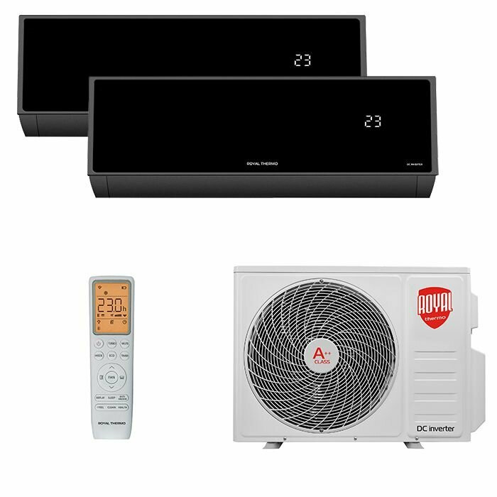 Инверторная мульти сплит-система Royal Thermo на 2 комнаты (25 м2 + 25 м2), черная, RTFMO/out-18HN8 + RTFMI/in-09HN8/black - 2 шт.