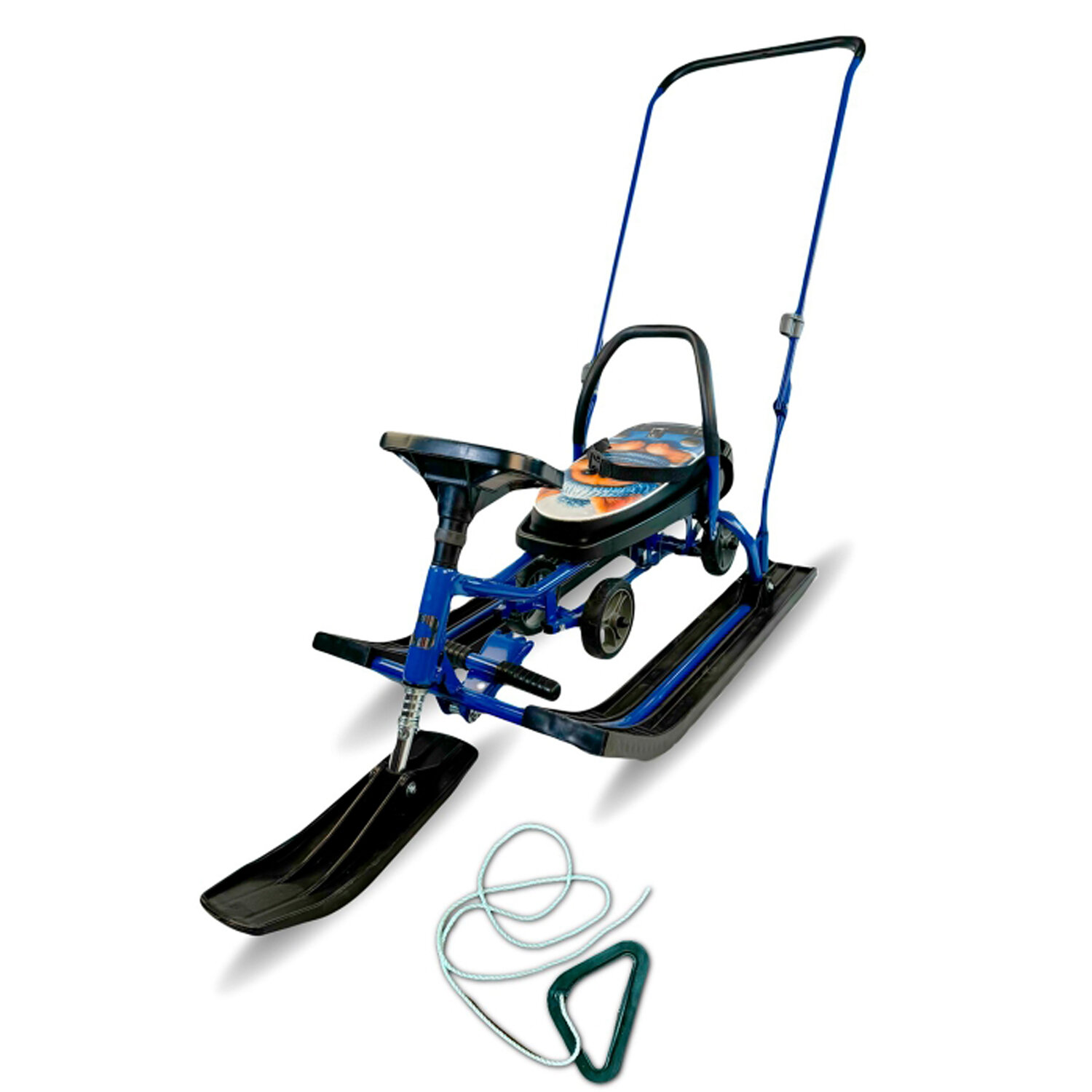 Снегокат детский 109 "Wheel" c П-образным толкателем и колесной базой (Щенок)