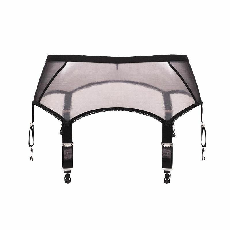 Женский сетчатый пояс с подвязками и 4 ремнями для чулок, Черный