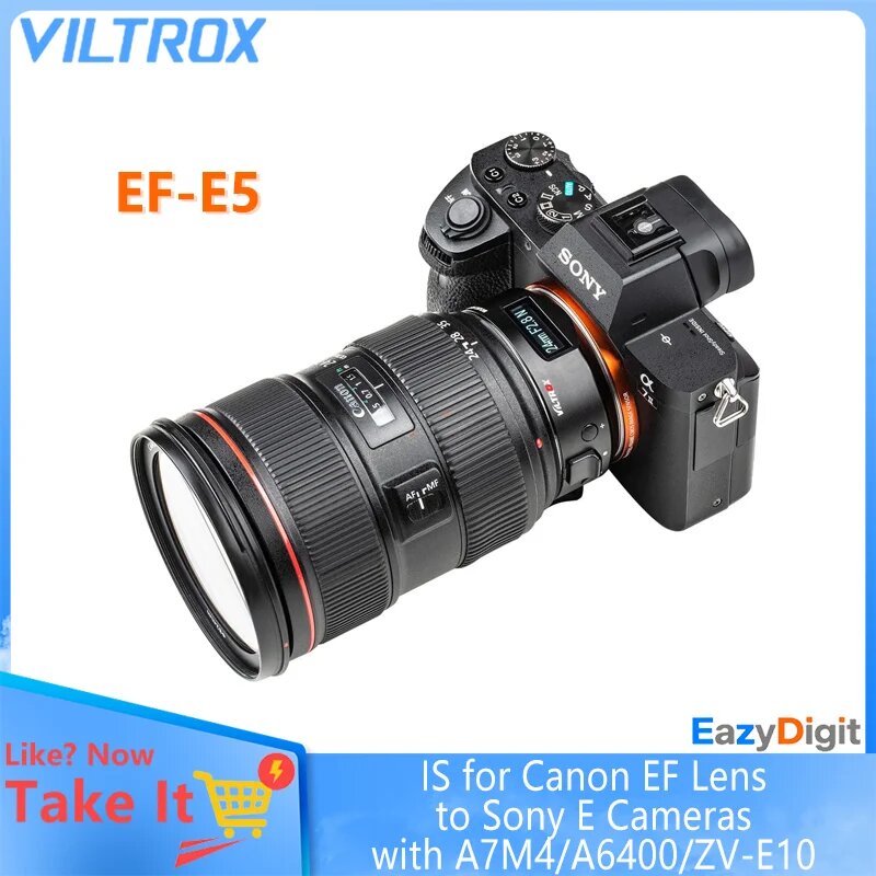 Адаптер для объектива VILTROX EF-E5 с автофокусом для объектива Canon EF и камер с креплением Sony E с A7M4/A6400/ZV-E10