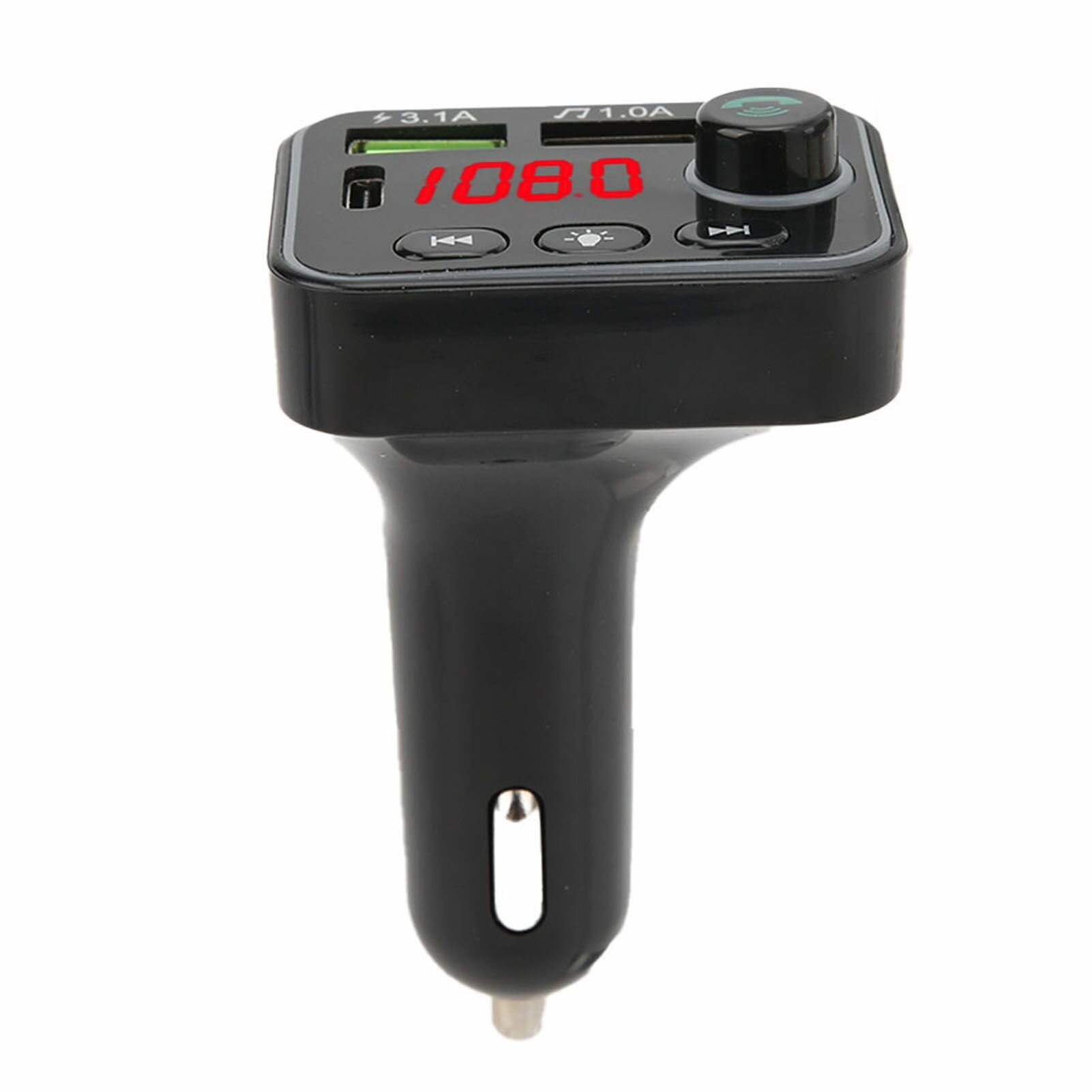 Bluetooth 5.0 FM-передатчик MP3-плеер Зарядное устройство для телефона Определение напряжения батареи с цветной атмосферой Свет