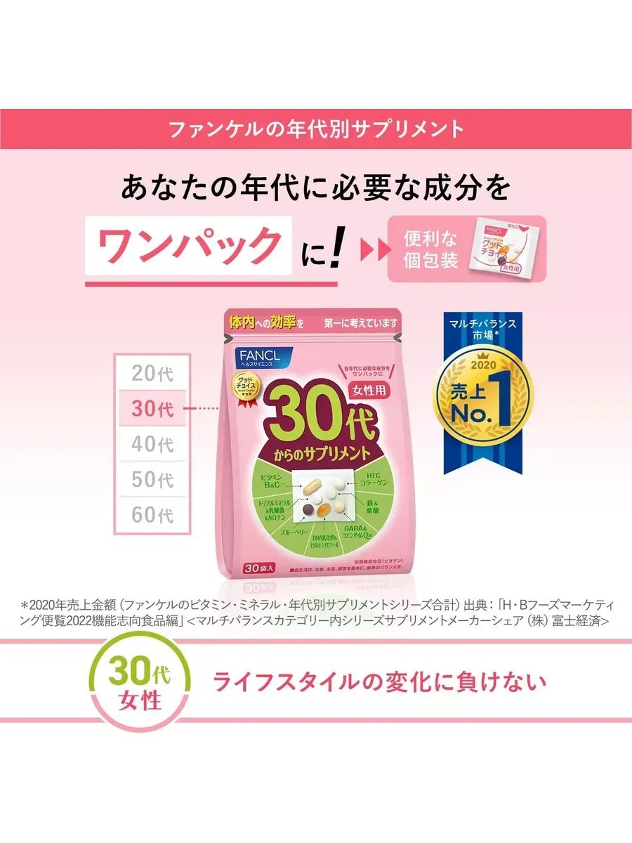 Добавки для женщин от 30 лет (30 пакетиков по 7 таблеток)