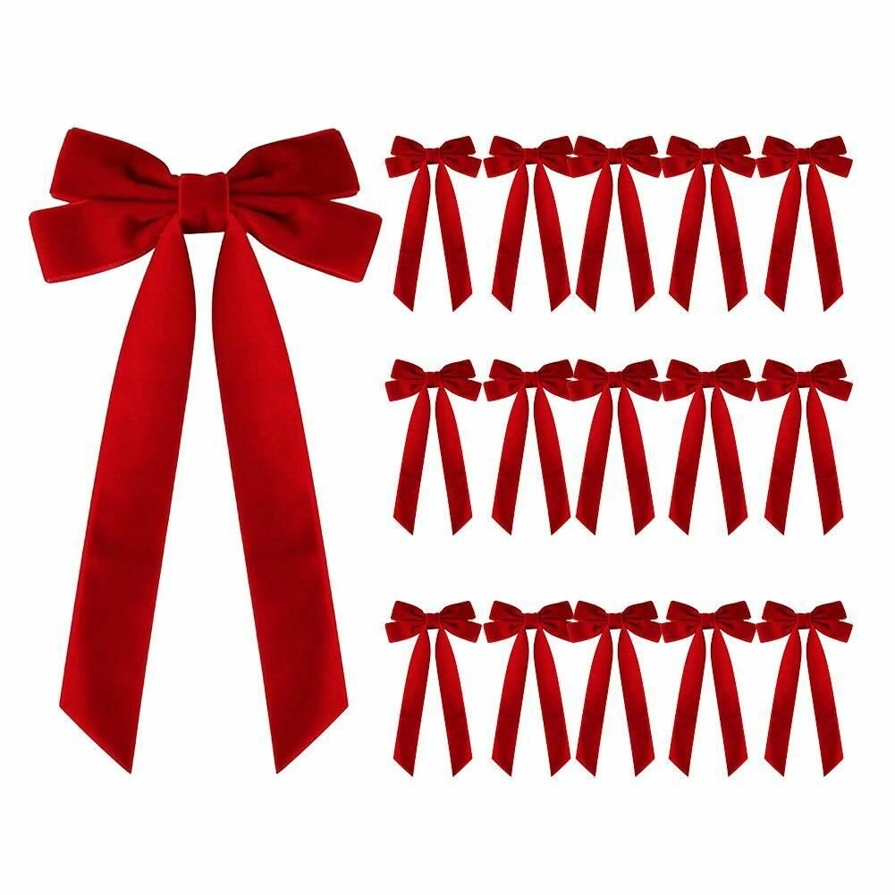 16 шт. двойных бархатных бантов, украшения для рождественского венка
