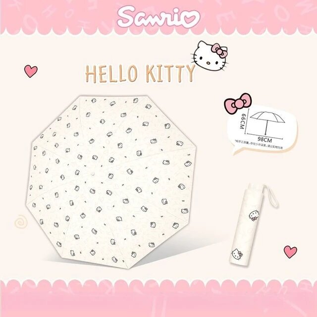 Зонт MINISO Hello Kitty Kawaii с рисунком из мультфильма в разных стилях для солнечных и дождливых дней, подходит для учеников начальной школы,