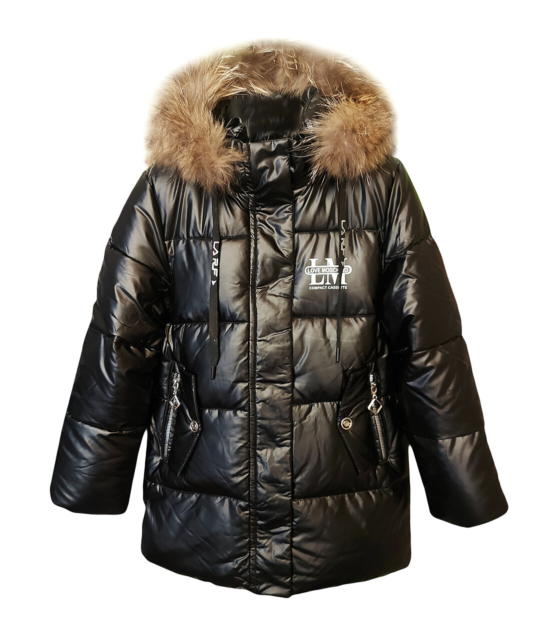 Куртка Зимняя удлиненная глянцевая куртка для девочек