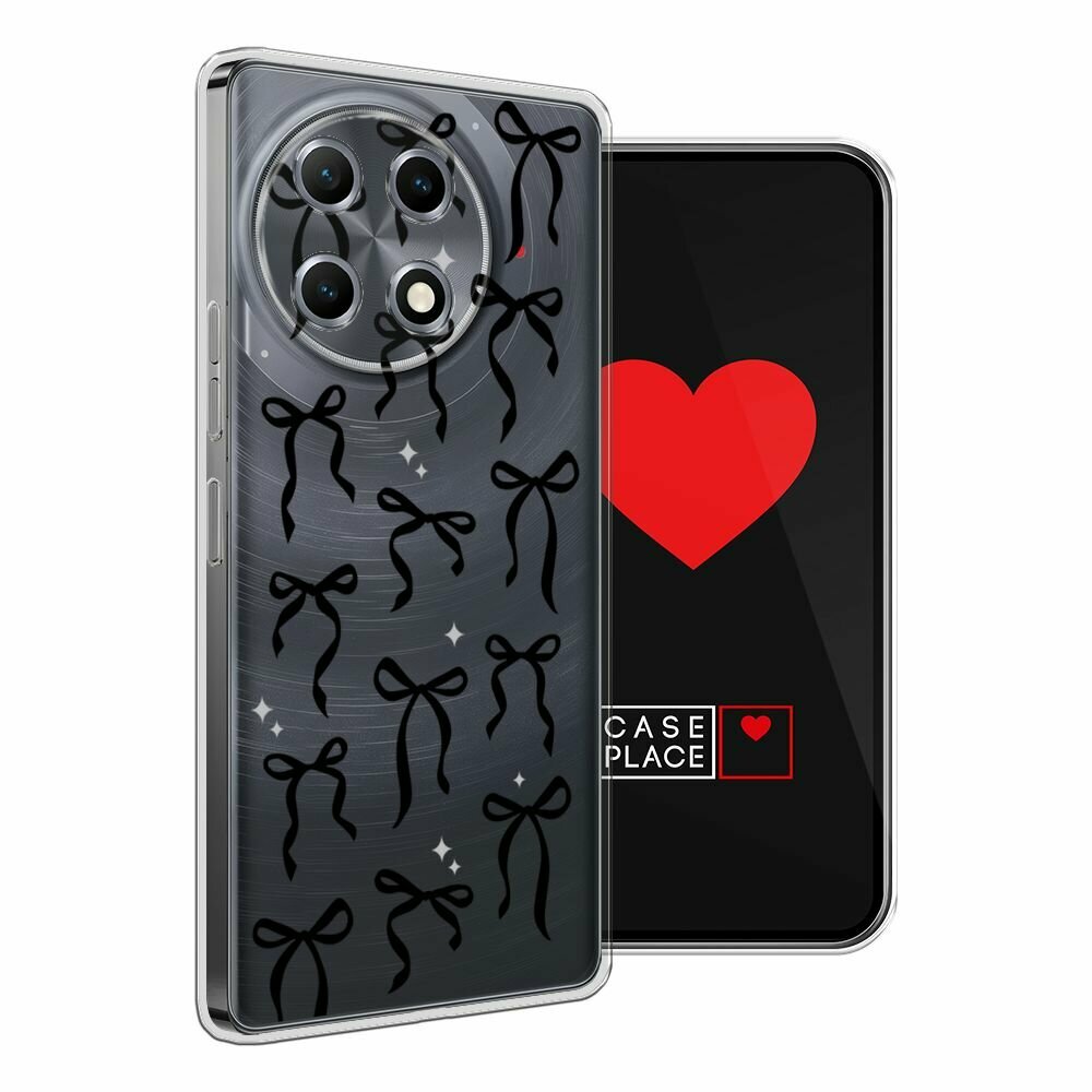 Чехол на Tecno Camon 30S / Текно Камон 30S с принтом "Black bows", прозрачный — фото 1