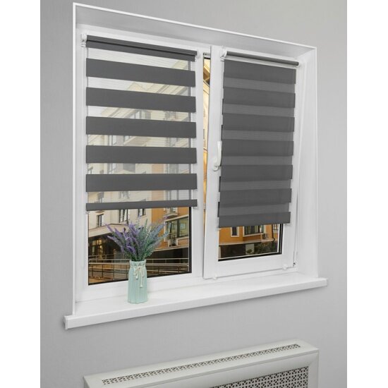 Рулонная штора LM Decor День-Ночь Визави 11-10, графитовый, 140х170 см (1110140 LD)
