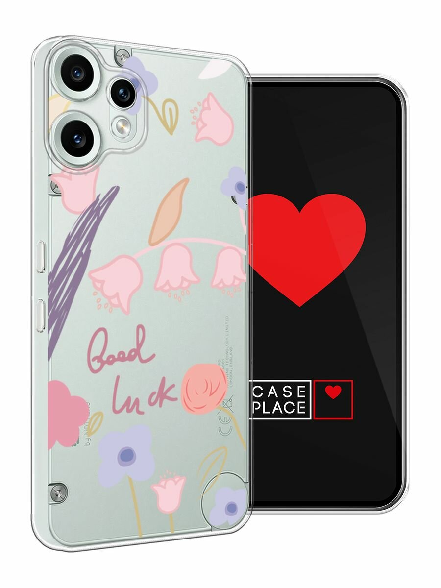 Чехол на CMF Phone 2 Pro / CMF Фон 2 Про с принтом "Lucky flowers", прозрачный — фото 1
