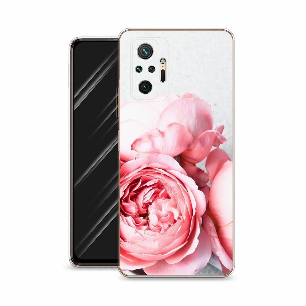 Чехол на Xiaomi Redmi Note 10 Pro / Сяоми Редми Нот 10 Pro с принтом "Пионы на белом" — фото 1
