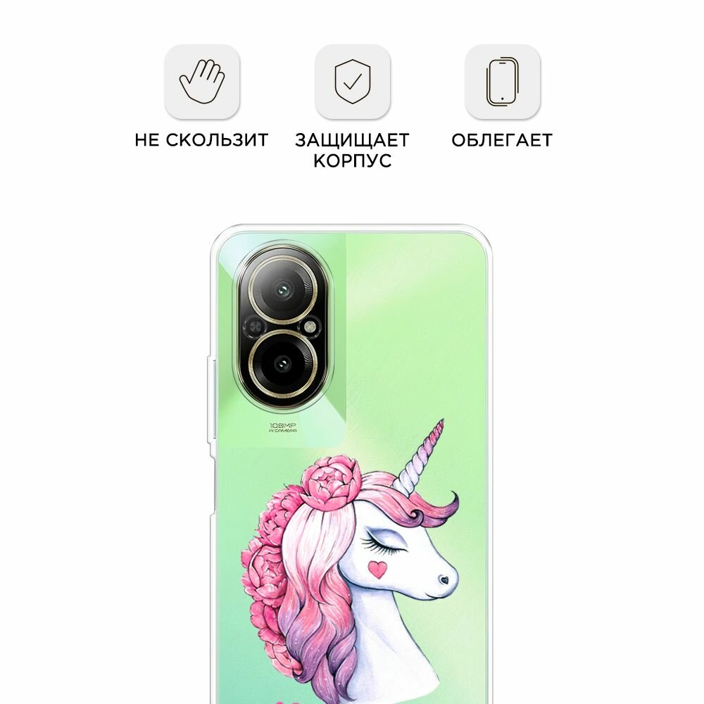 Чехол на Realme C67 4G / Реалми C67 4G с принтом Princess Unicorn, прозрачный — фото 1