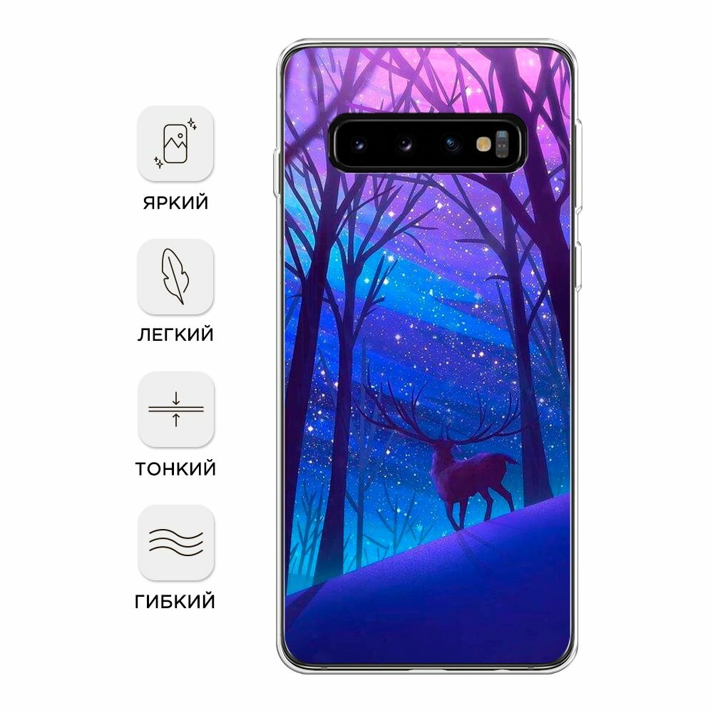 Чехол на Samsung Galaxy S10 + / Самсунг Галакси S10 Плюс с принтом "Северный олень" — фото 1