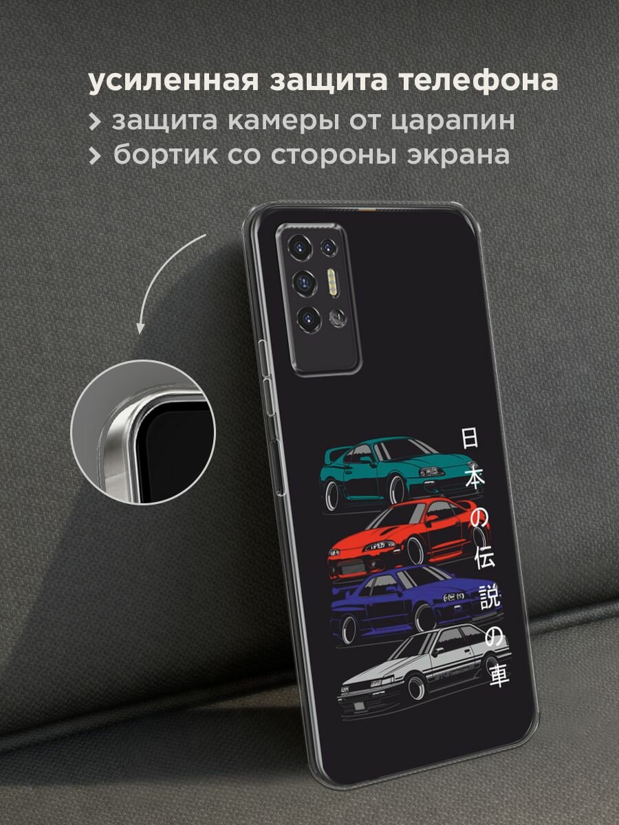 Чехол на Tecno Pova 2 / Текно Пова 2 с принтом "JDM Legend cars" — фото 1