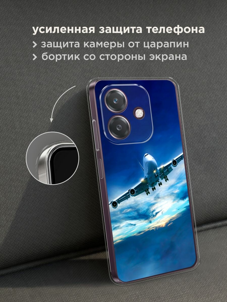 Чехол на Oppo A3/A3x / Оппо А3/A3x с принтом "Самолет в небе" — фото 1