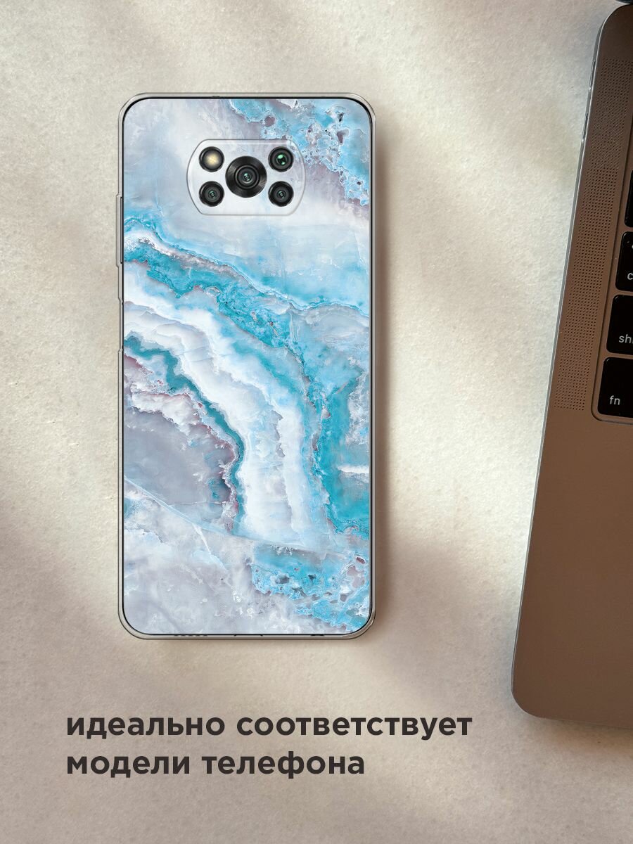 Чехол на Xiaomi Poco X3/X3 Pro / Поко X3/X3 Pro с принтом "Нежно-голубой мрамор" — фото 1