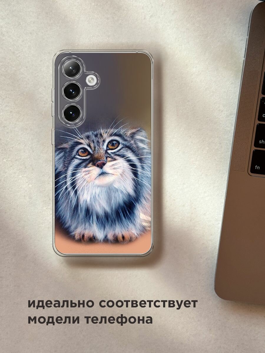 Чехол на Samsung Galaxy S24 / Самсунг S24 с принтом "Кот манул 2" — фото 1