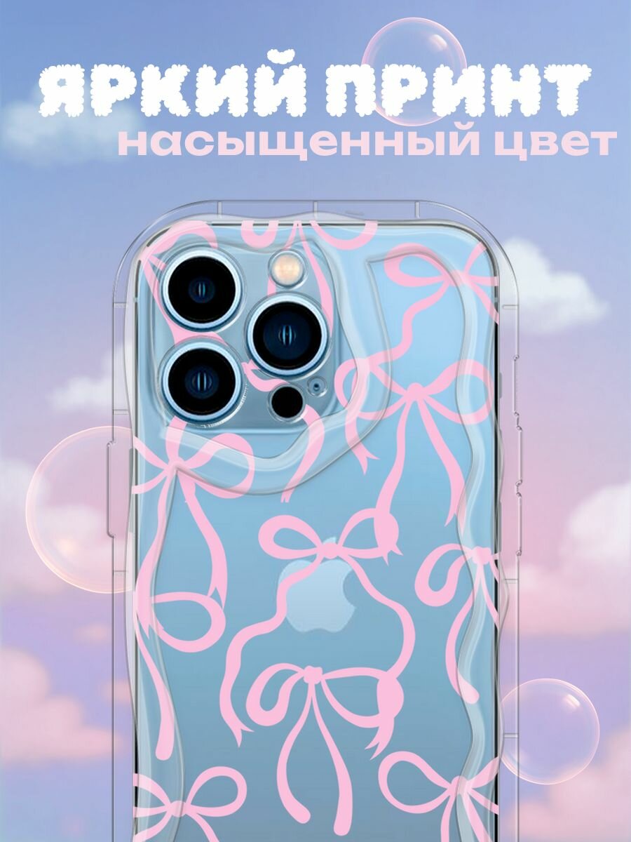 Чехол на Apple iPhone 13 Pro / Айфон 13 Pro с принтом "Розовый бант паттерн" — фото 1