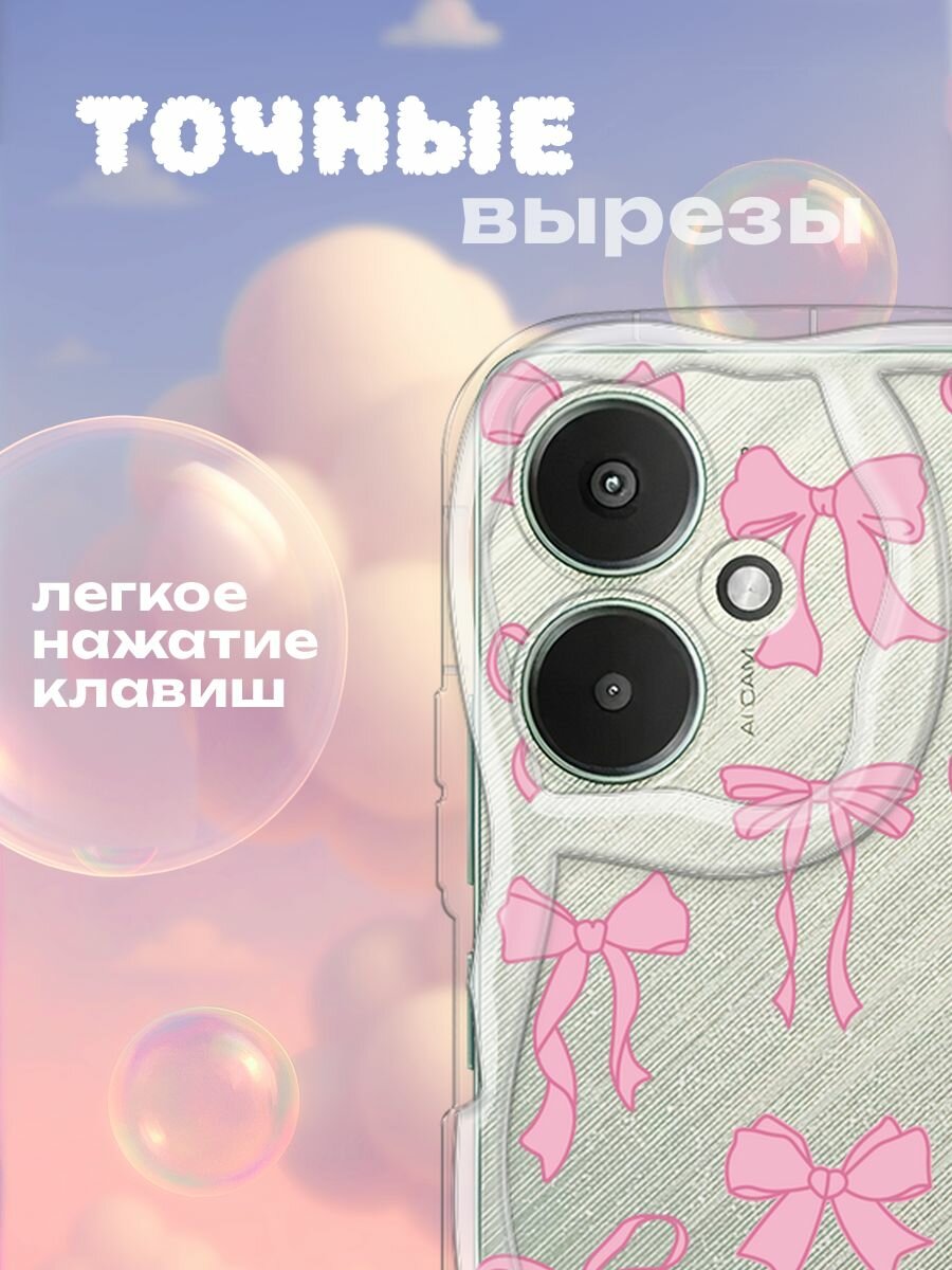 Чехол на Xiaomi Redmi 13C/Poco C65 / Редми 13C/Поко C65 с принтом "Розовые бантики паттерн" — фото 1