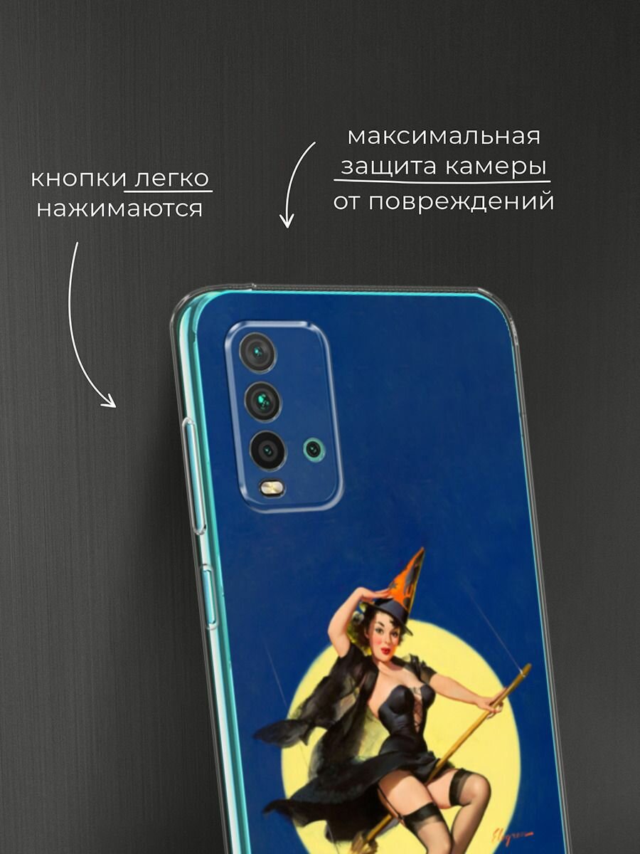Чехол на Xiaomi Redmi 9T / Сяоми Редми 9Т с принтом "Pin-Up Witch" — фото 1