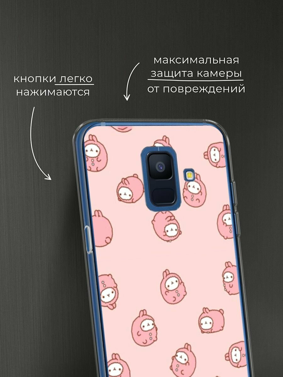 Чехол на Samsung Galaxy A6 / Самсунг Галакси А6 с принтом "Зайчики в капюшонах" — фото 1