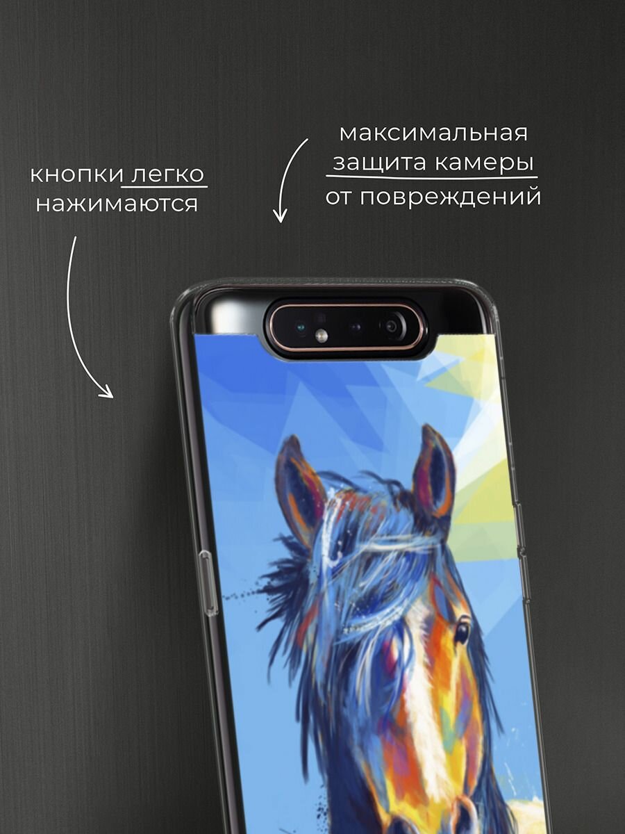 Чехол на Samsung Galaxy A80 / Самсунг Гэлакси A80 с принтом "Лошадь арт 3" — фото 1