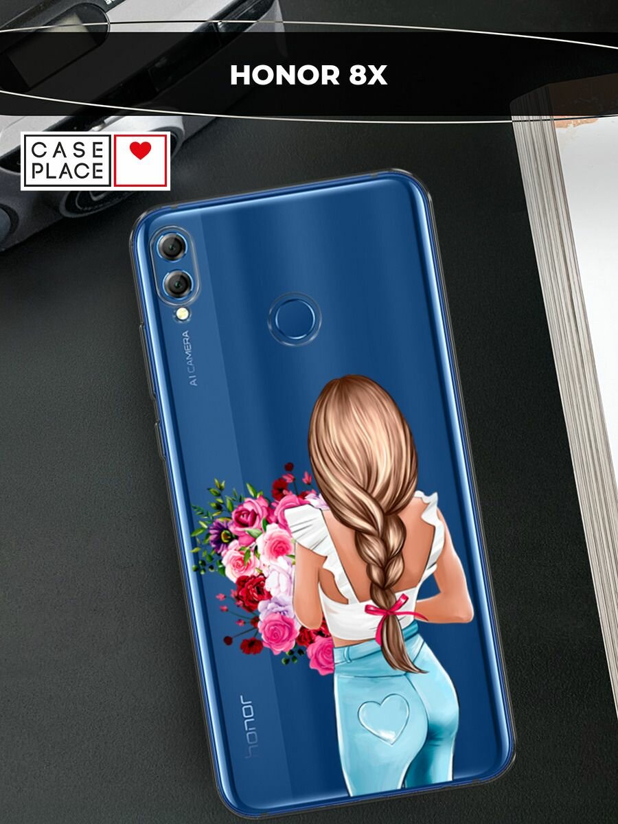Чехол на Honor 8X / Хонор 8Х с принтом "Букет для девушки", прозрачный