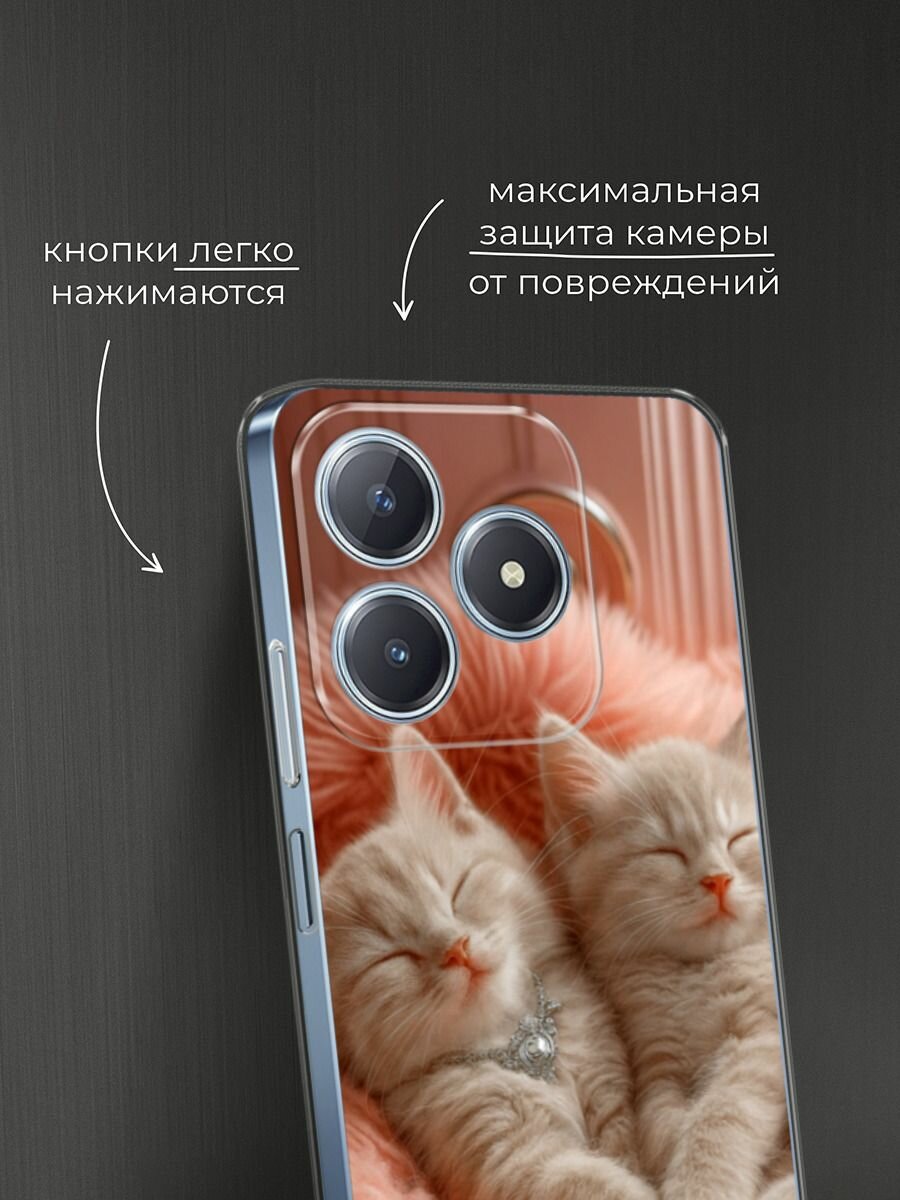 Силиконовый чехол на Realme C63 / Реалми С63 с принтом "Спящие котики" — фото 1