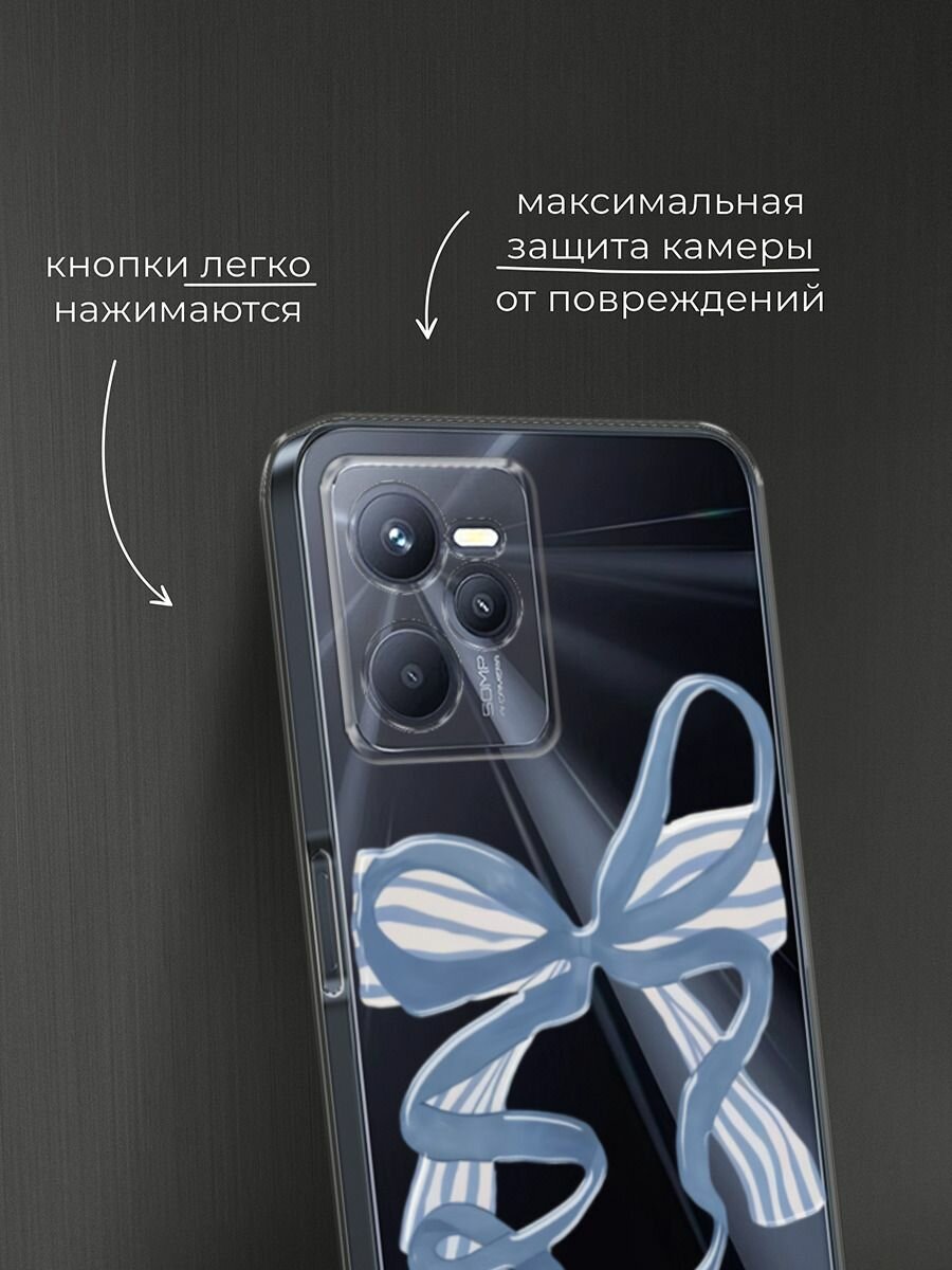 Чехол на Realme C35 / Реалми C35 с принтом "Полосатый голубой бант 2" — фото 1