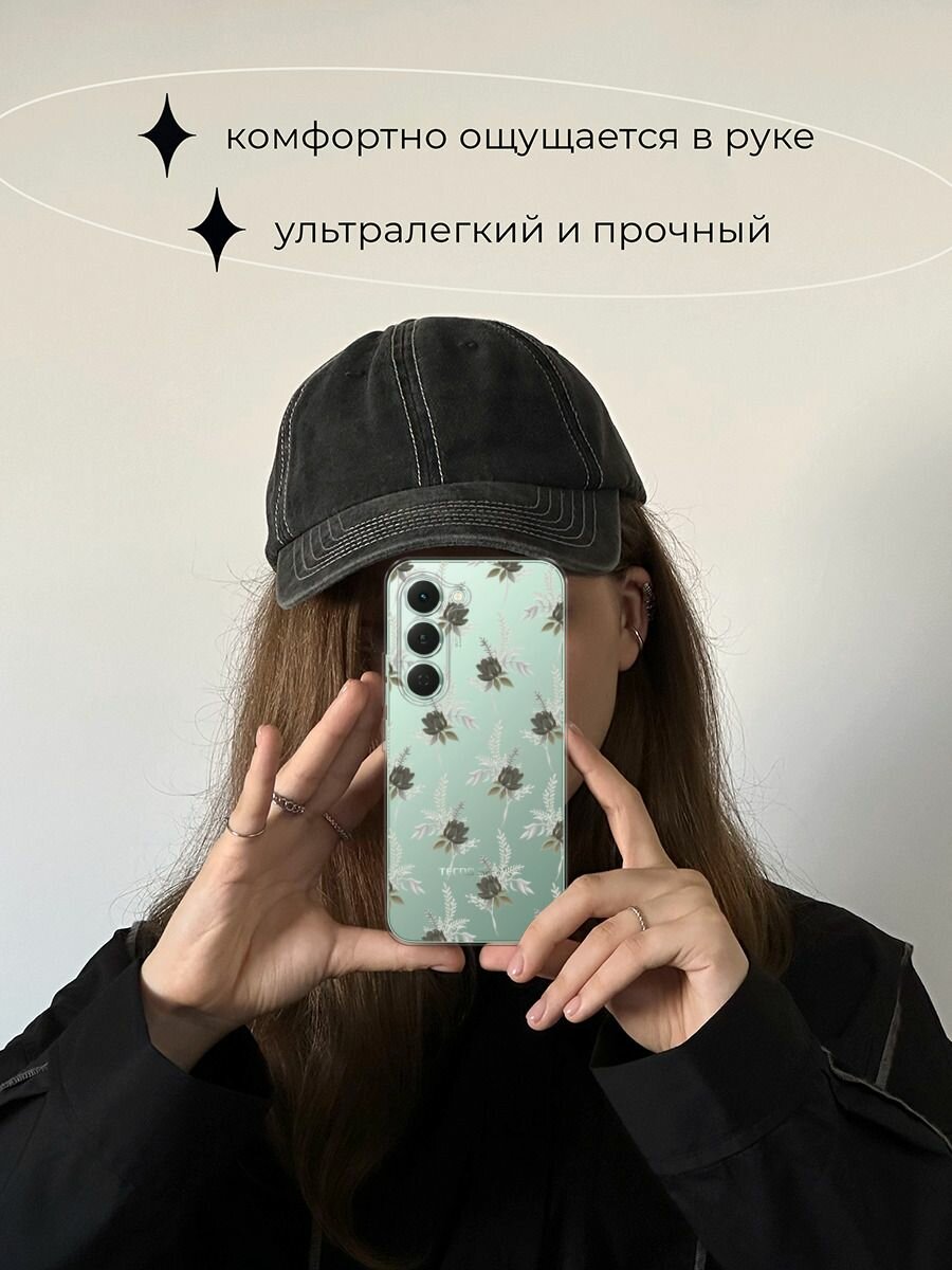 Чехол на Tecno Spark 40 Pro / Текно Спарк 40 Про с принтом "Паттерн цветы сепия" — фото 1