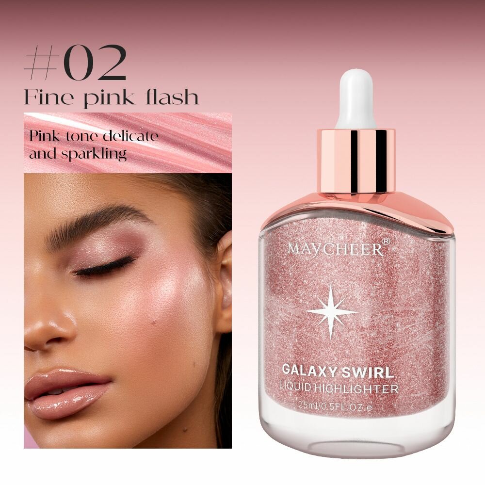 MAYCHEER Продвинутый жидкий хайлайтер Galaxy Swirl, осветляющий, контурирующий, долговечный, водостойкий, устойчивый к поту, с мелким блеском