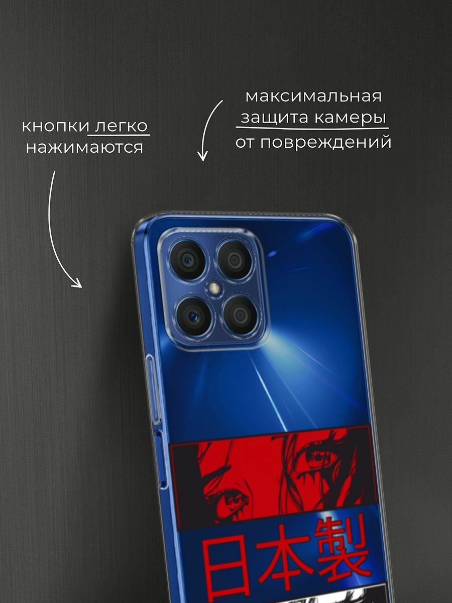 Чехол на Honor X8 / Хуавей X8 с принтом "Аниме глаза манга", прозрачный — фото 1