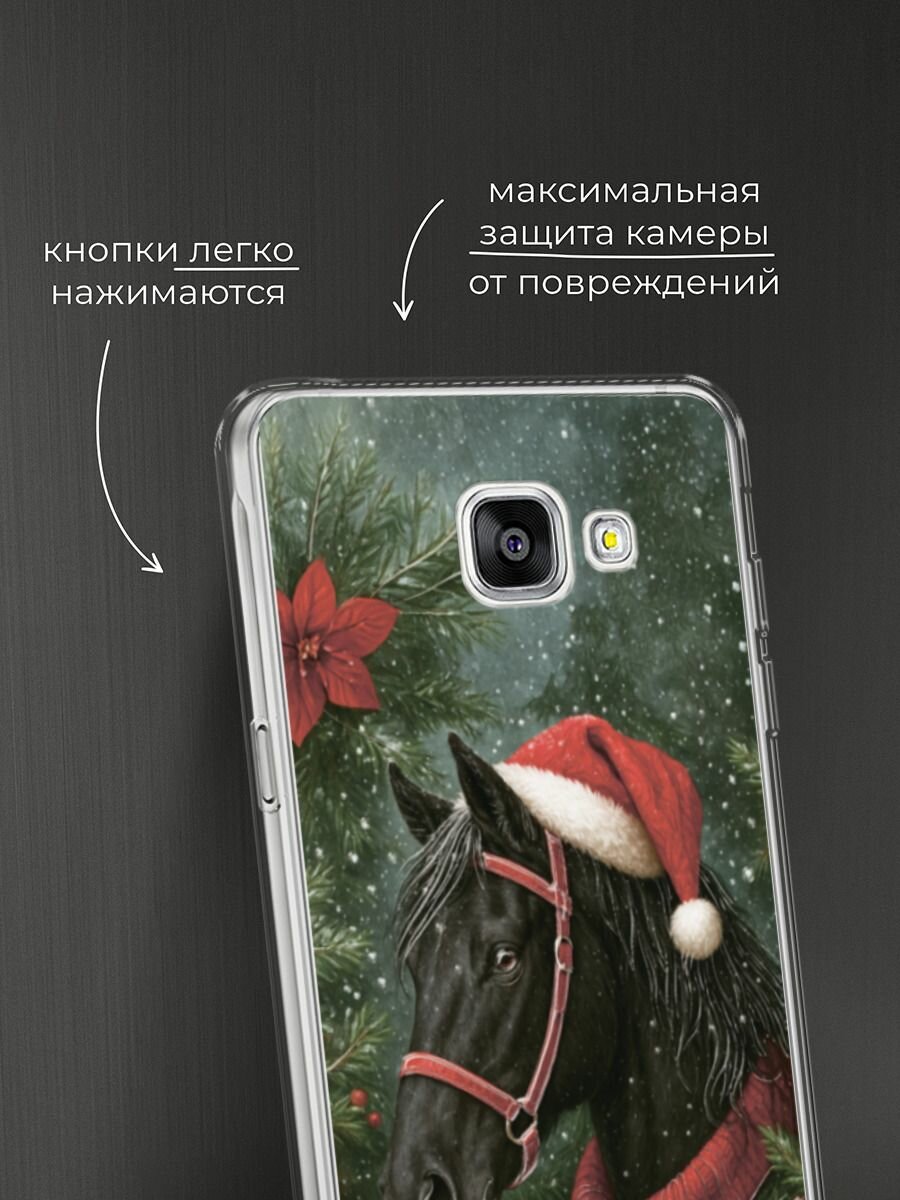 Чехол на Samsung Galaxy A5 2016 / Самсунг Галакси А5 2016 с принтом "Черный сказочный конь 2" — фото 1