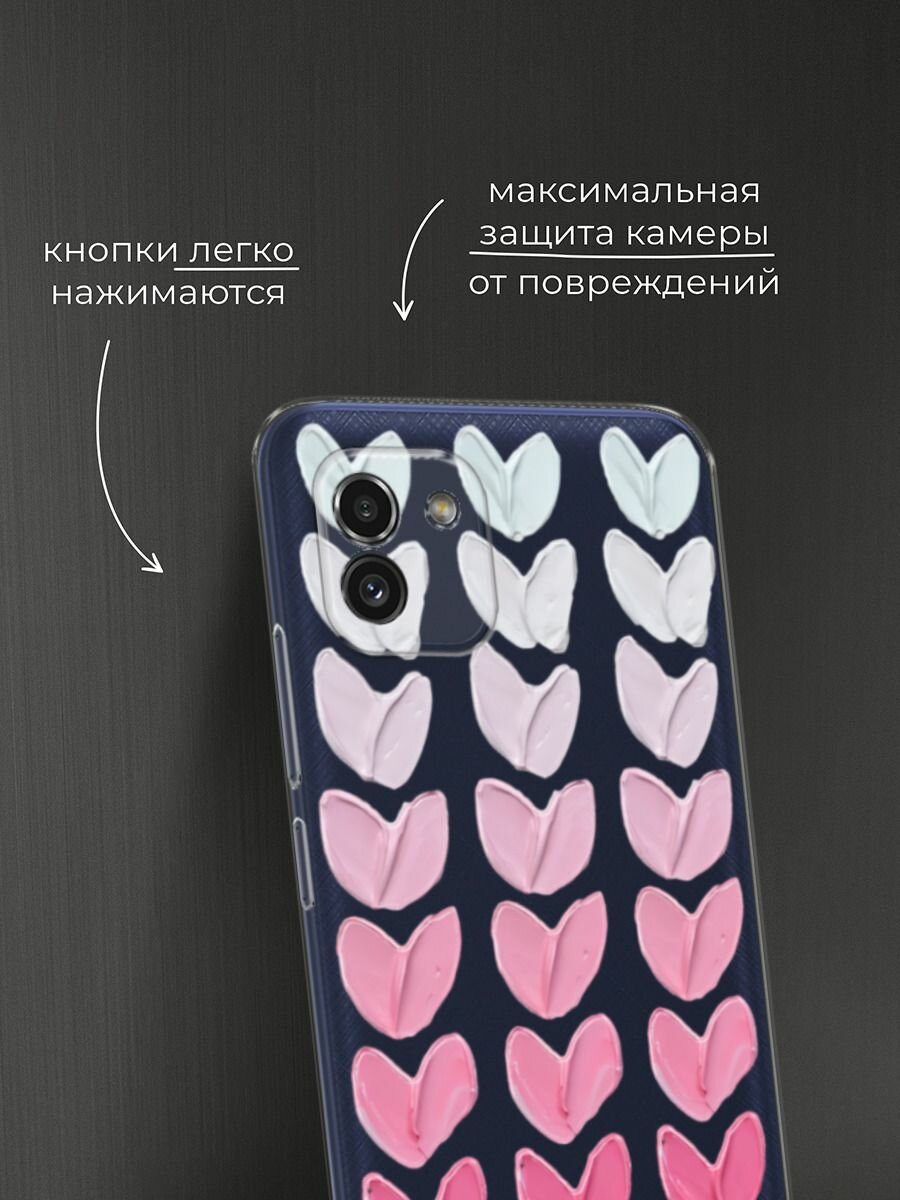 Чехол на Samsung Galaxy A03 / Самсунг Галакси А03 с принтом "Градиент из сердечек" — фото 1