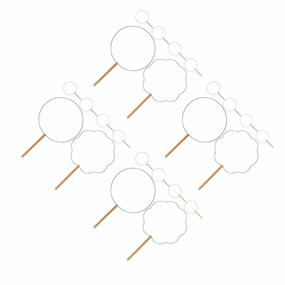 Комплект каркасов для шелковых вееров с короткой ручкой из металла и дерева для оформления