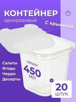 Контейнер пластиковый одноразовый для салатов и десертов