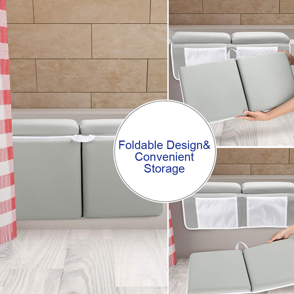 Baby Bath Kneeler with Elbow Rest Set Quickly Dry Kneeling Pad Support for Large Bathtub Toy Organizer