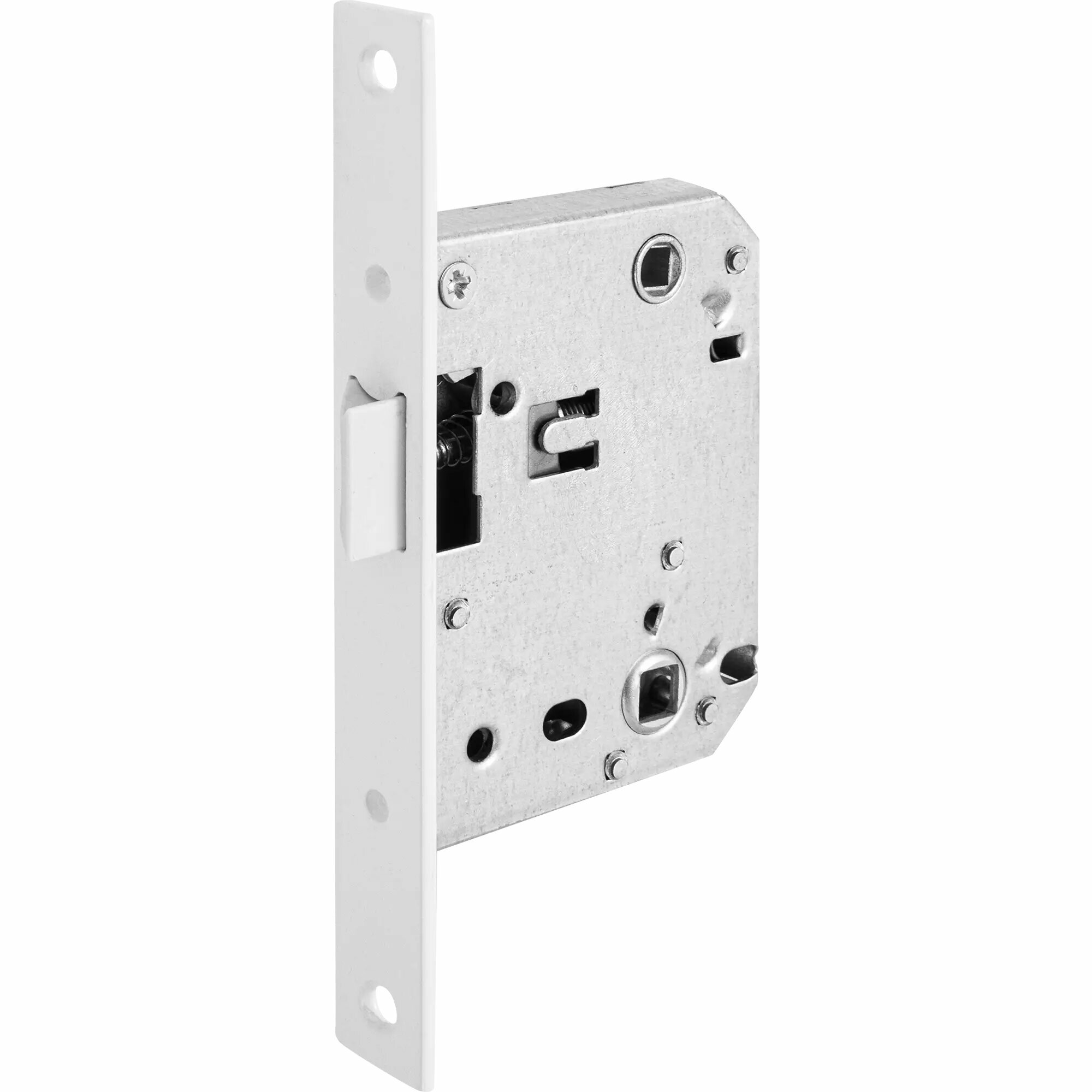 Защелка межкомнатная под фиксатор 50-70, стальная 73x95x14 мм, белый цвет стали