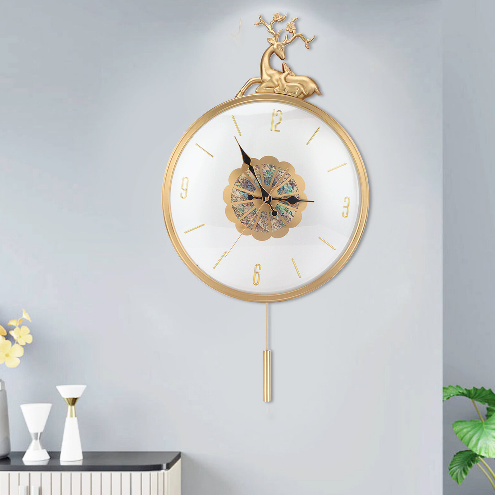 Простые настенные маятниковые часы, бесшумные настенные часы для гостиной, спальни, украшения дома