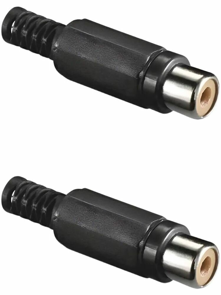 RCA гнездо под пайку пластик чёрный, на кабель 2 штуки