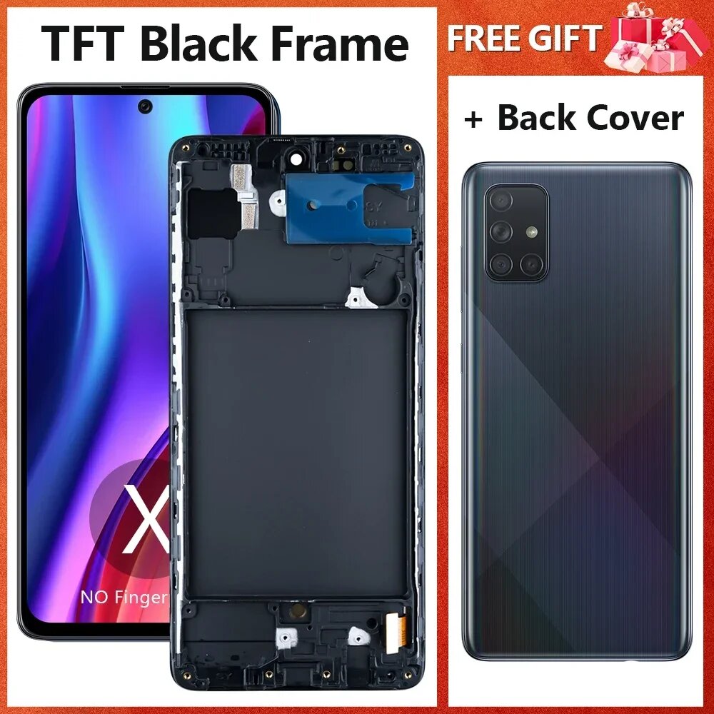 AMOLED для Samsung A71, замена дисплея с рамкой, для Samsung A715 A715F A715FD, ЖК-дисплей, дигитайзер сенсорного экрана в сборе