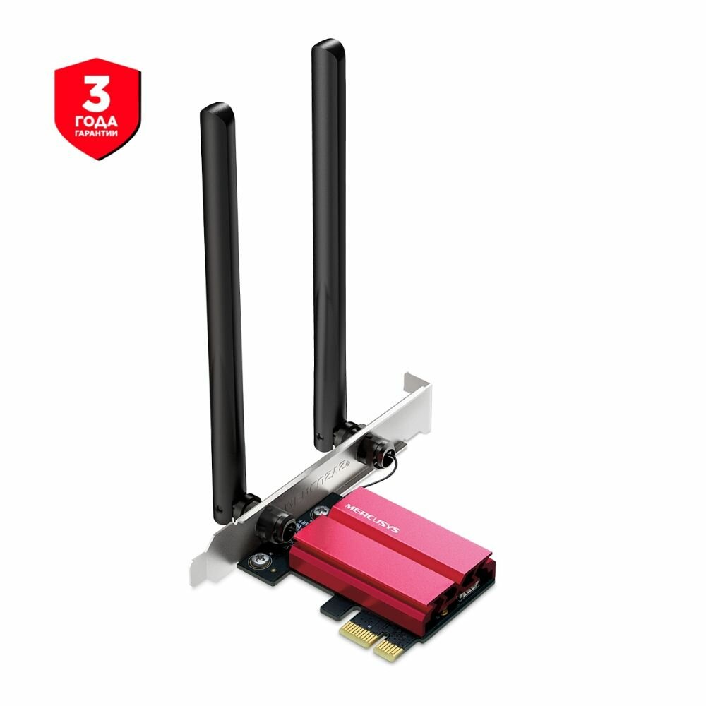 Сетевой Wi-Fi-Bluetooth адаптер Mercusys MA86XE, AX5400, PCIe, Bluetooth 5.3, трехдиапазонный