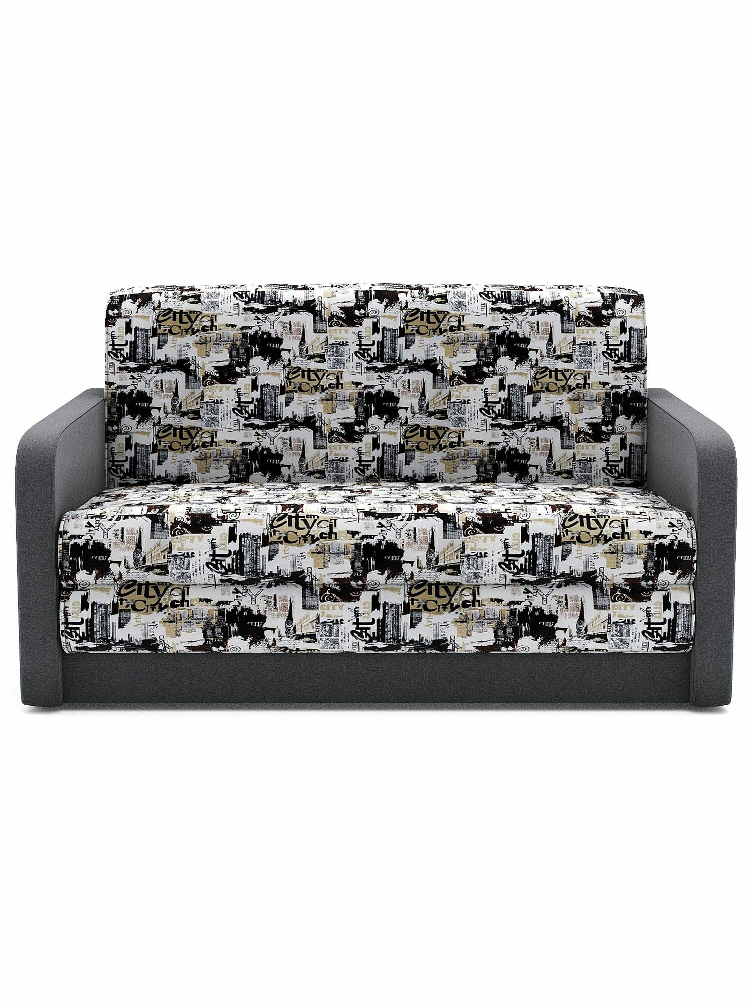 Диван раскладной двуспальный 140 см, мягкие локти, флок серый 71+150 / олмп